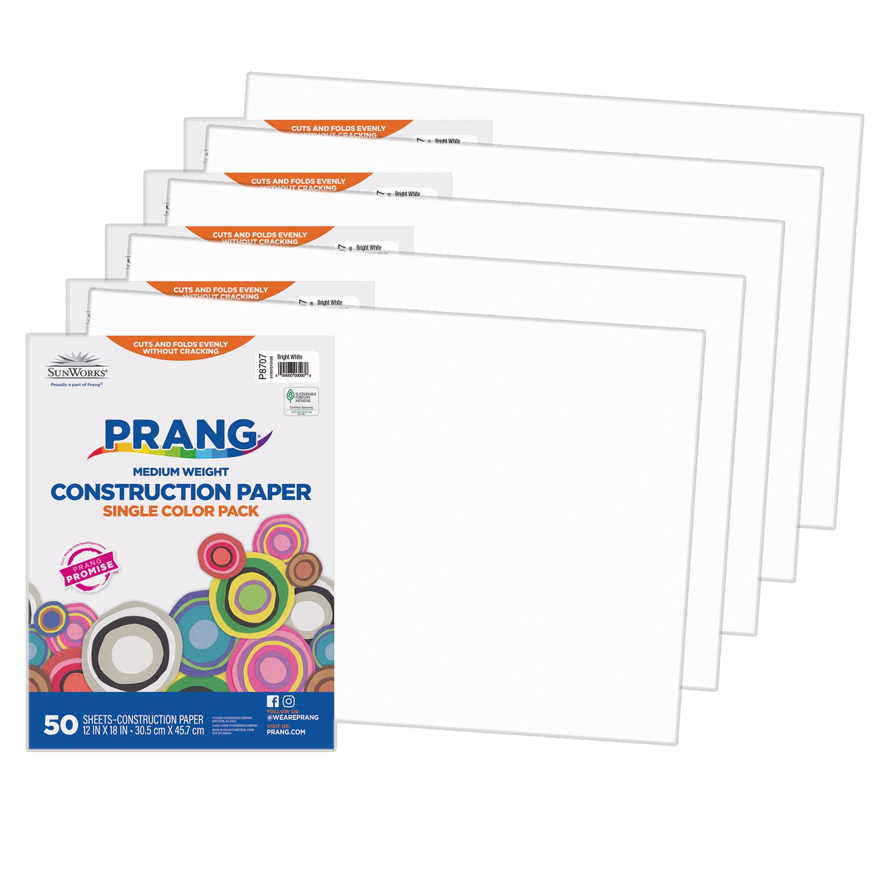 Prang Construction Paper, Medium Weight, Bright White, 12" x 18", 50 ...