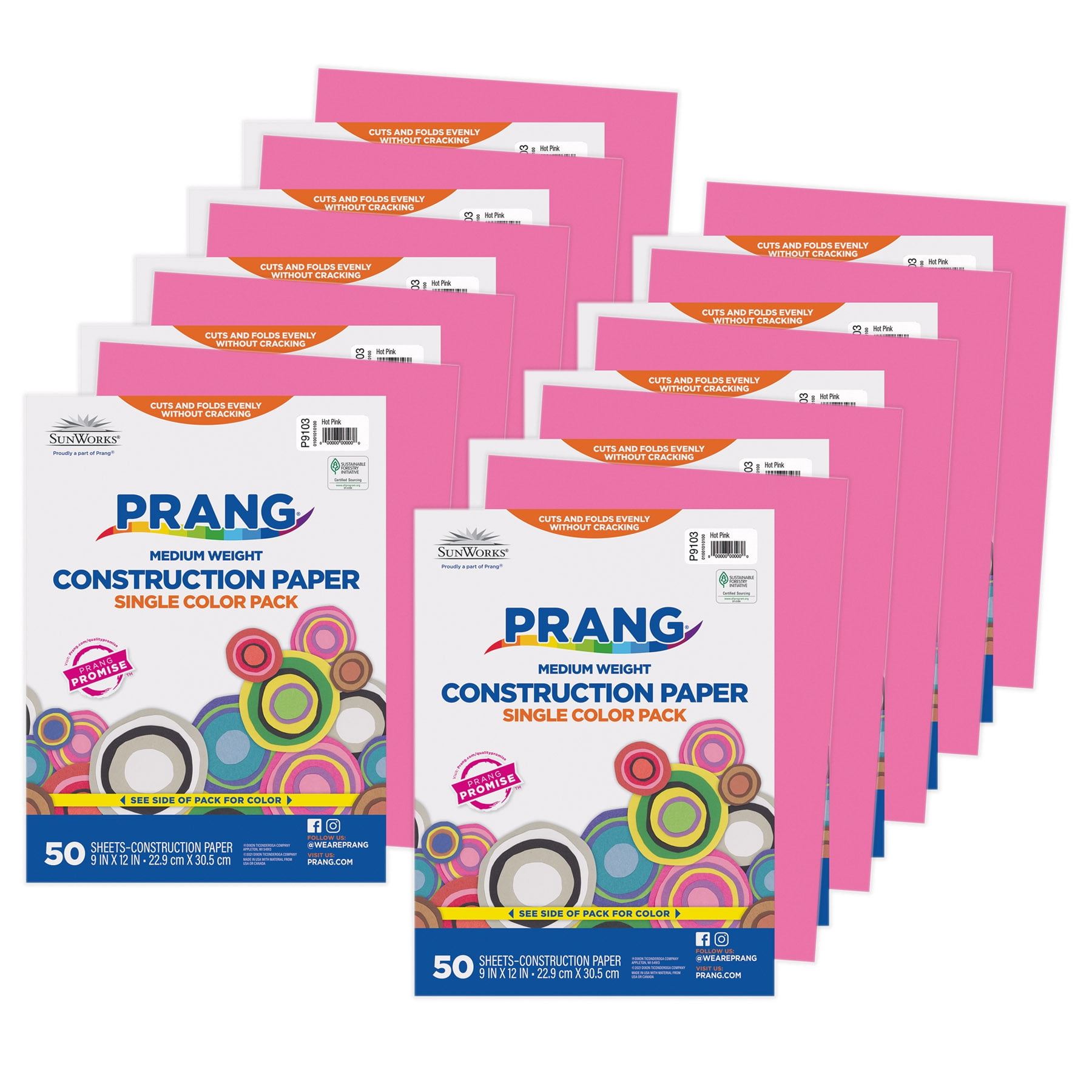 Prang Construction Paper, Medium Weight, Hot Pink, 9" x 12", 50 Sheets ...