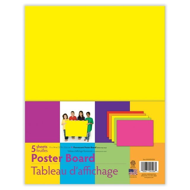 Pacon® Poster Board Packs, Fluorescent Assorted Colors - 5 sheets per ...