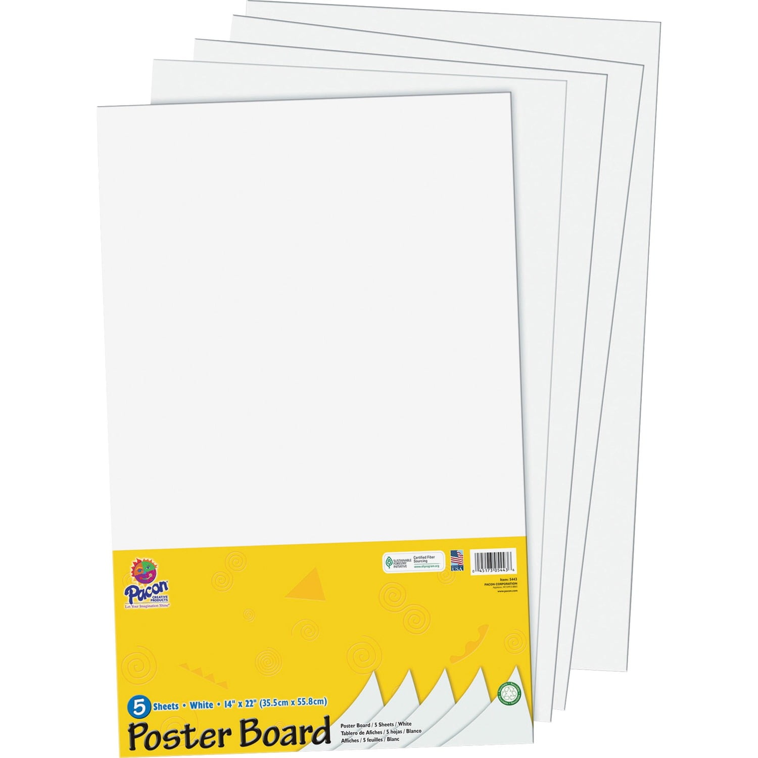 Pacon Posterboard Rec 14"x22" 5Shts/PK White 5443 - Walmart.com