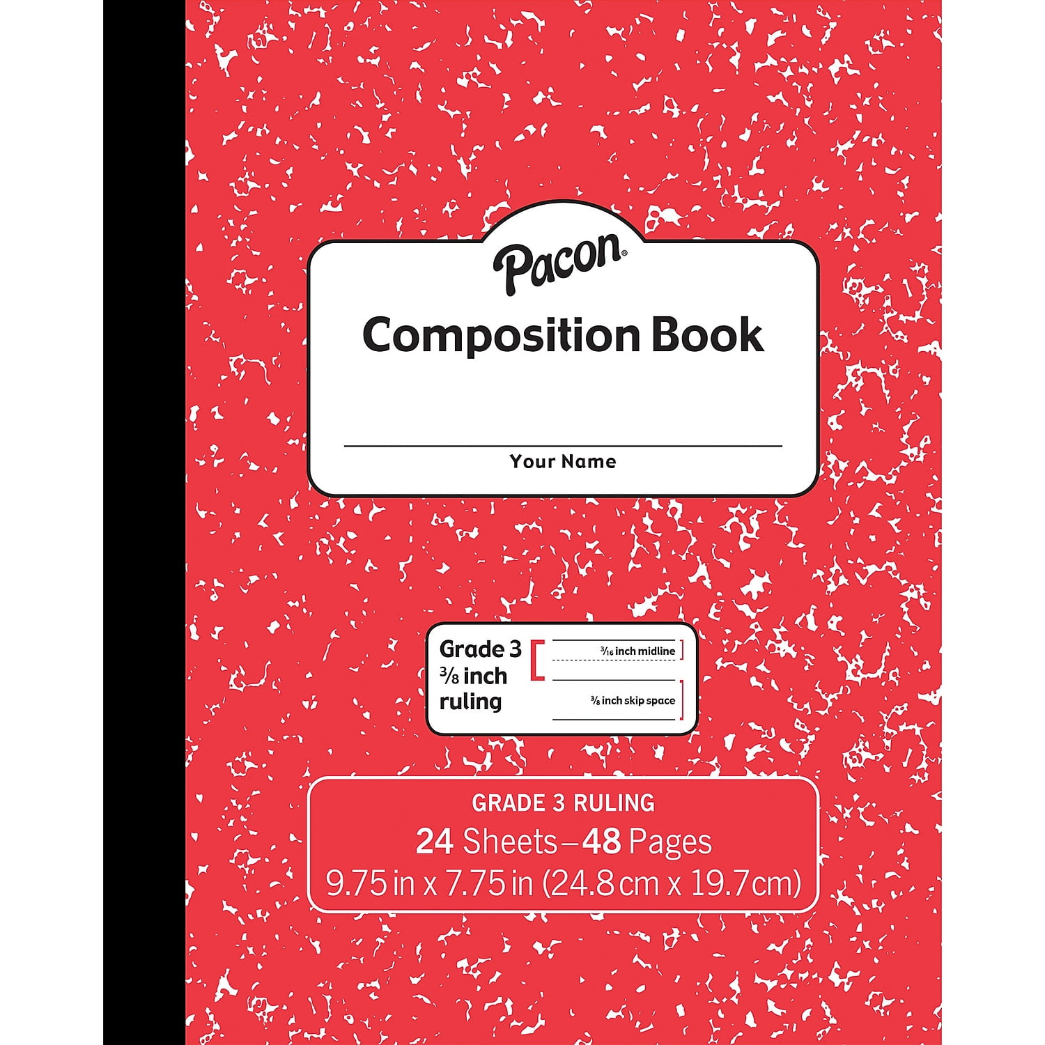 Pacon Composition Notebook 9.75" x 7.5" Manuscript Ruled Red Marble ...