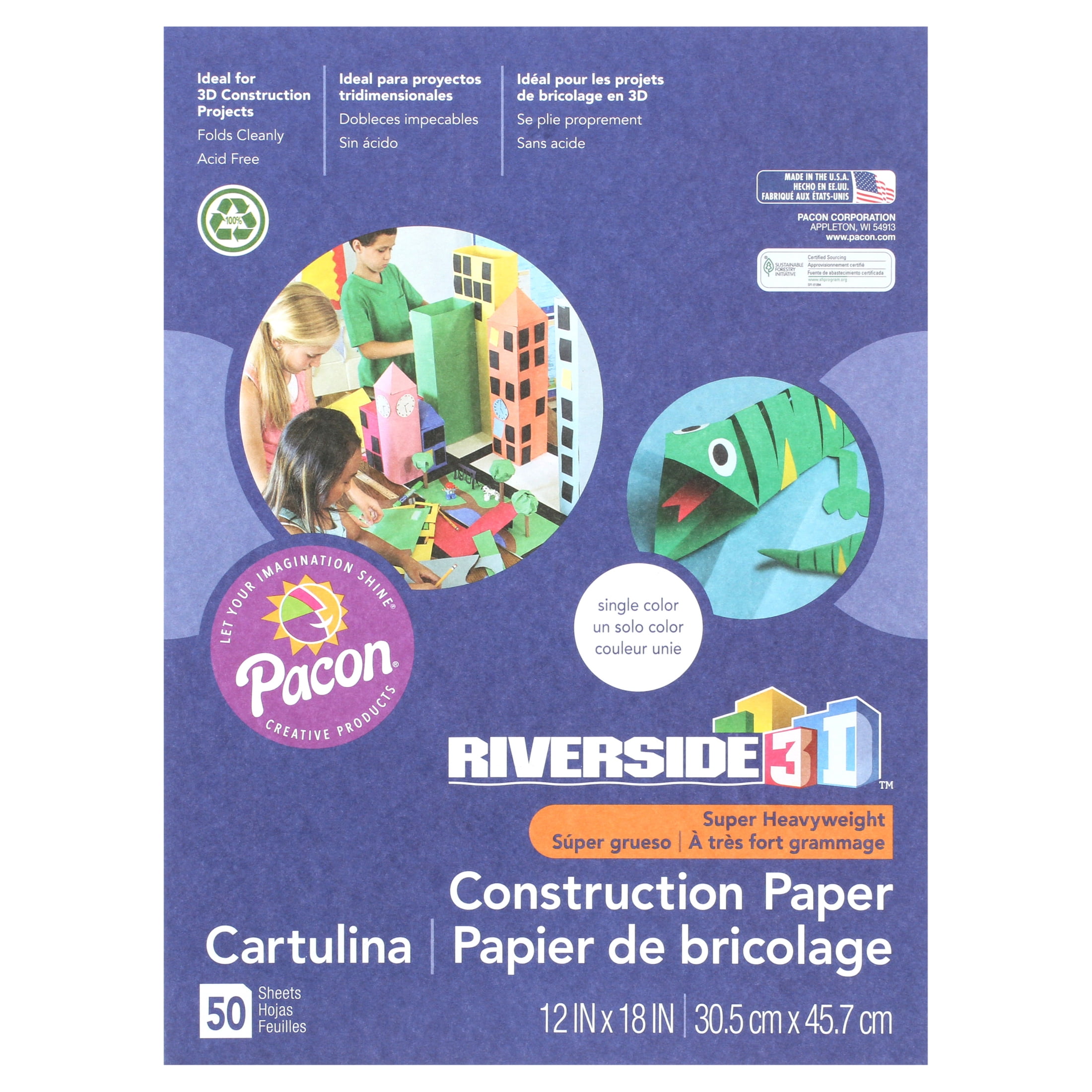Riverside 3D Construction Paper, Black, 12" x 18", 50 Sheets - Walmart.com