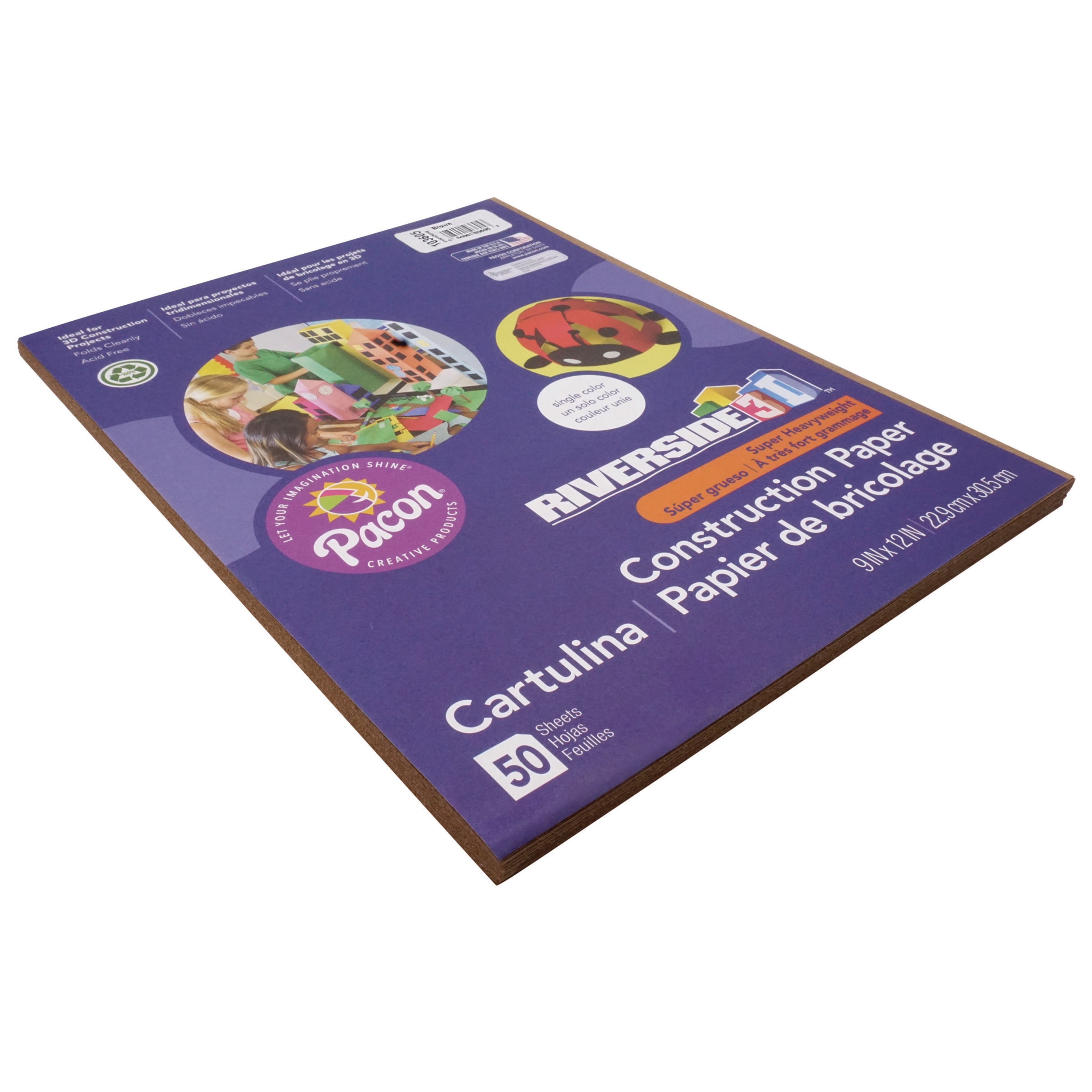 Pacon Riverside Construction Paper, 9" x 12", Brown, 50 Sheets, 76 lb ...