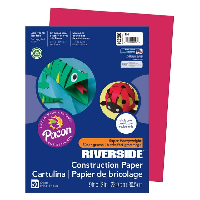 Pacon® Riverside™ Construction Paper, 9" x 12", Red - 50 Sheets per ...