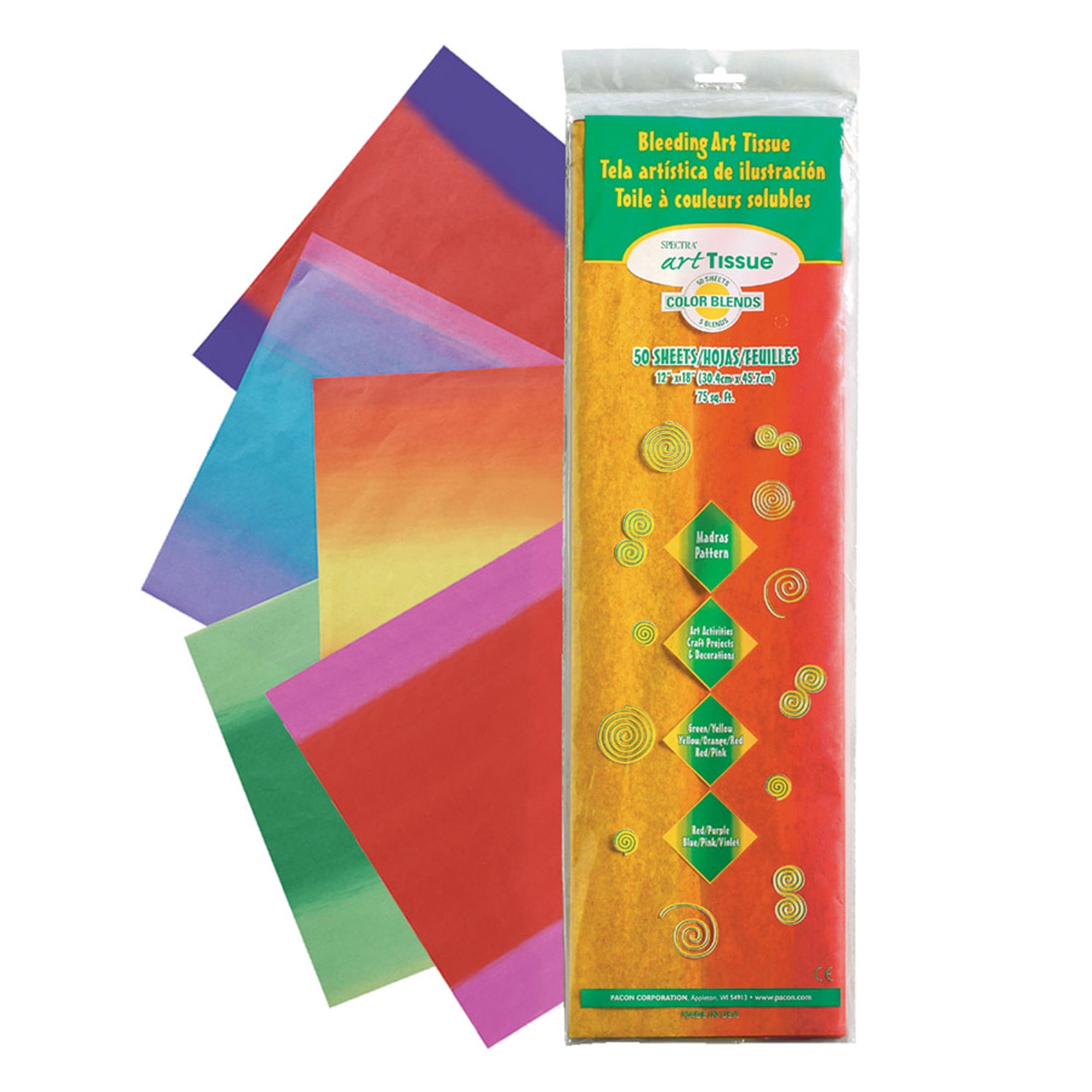 Pacon® Spectra® Bleeding Art Tissue™ Paper, 12" x 18", Madras Patterns ...