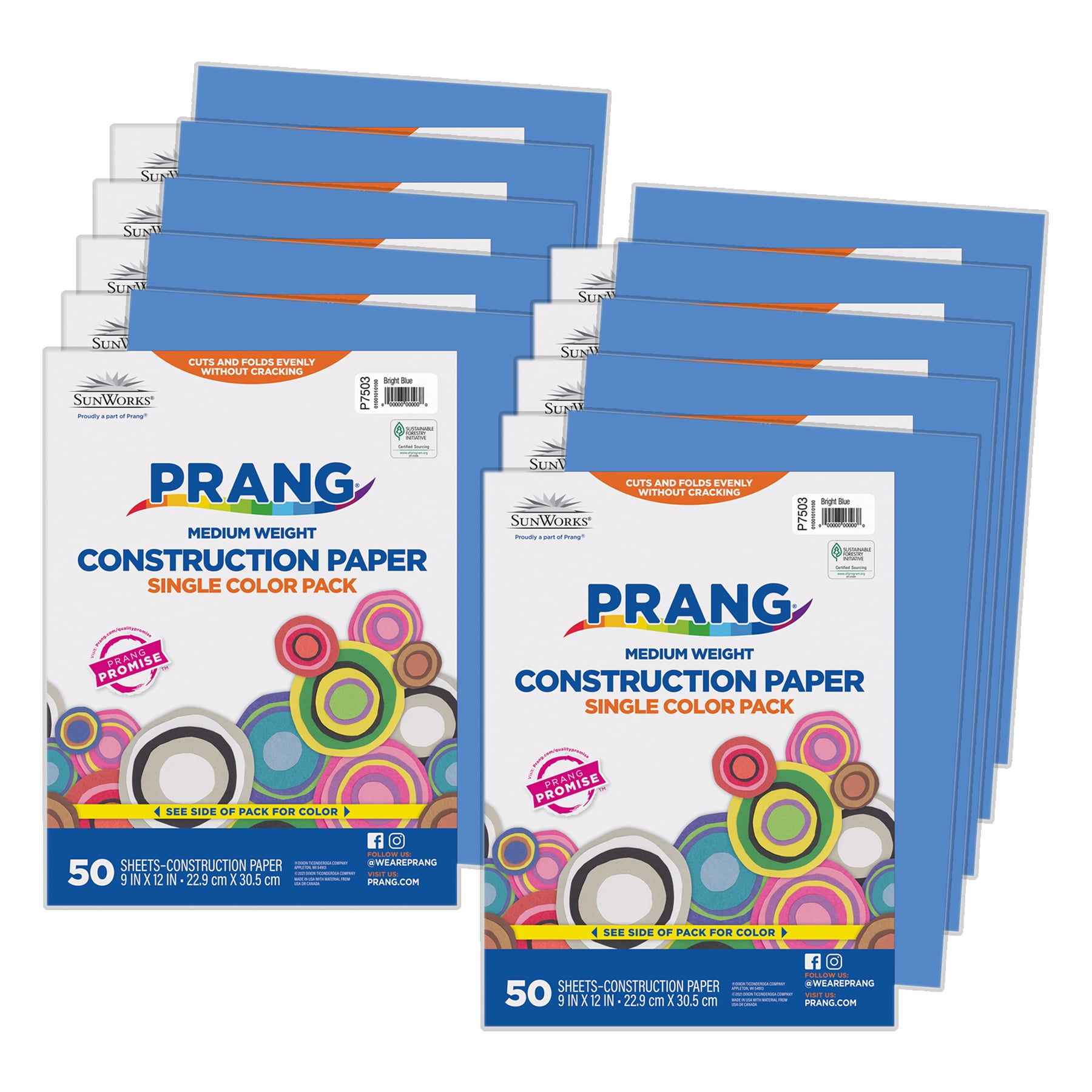 Prang Construction Paper, Medium Weight, Bright Blue, 9" x 12", 50 ...