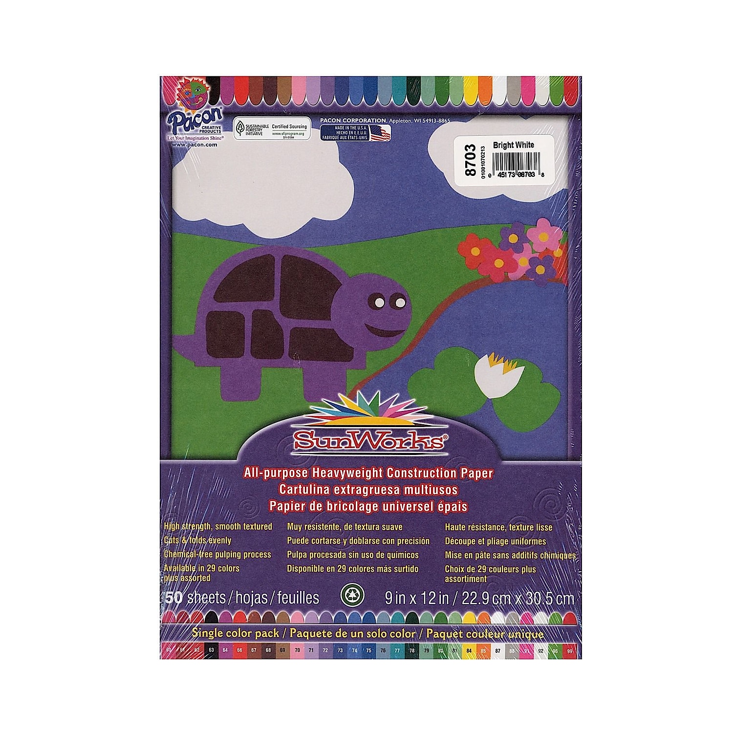 Pacon Sunworks 9" x 12" Construction Paper Bright White 50 Sheets/Pack ...