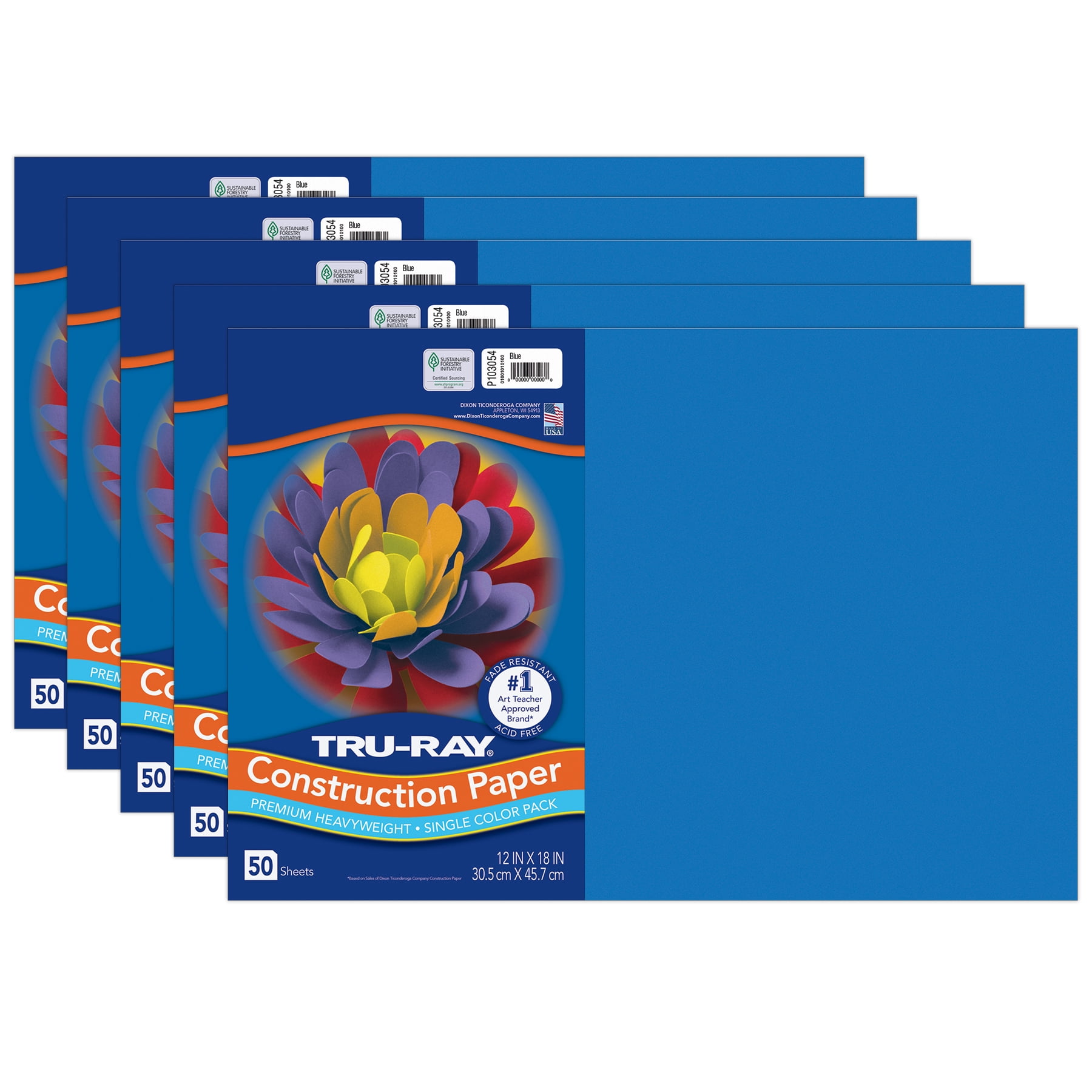 Tru-Ray Construction Paper, Heavyweight, Blue, 12" x 18", 50 Sheets Per ...