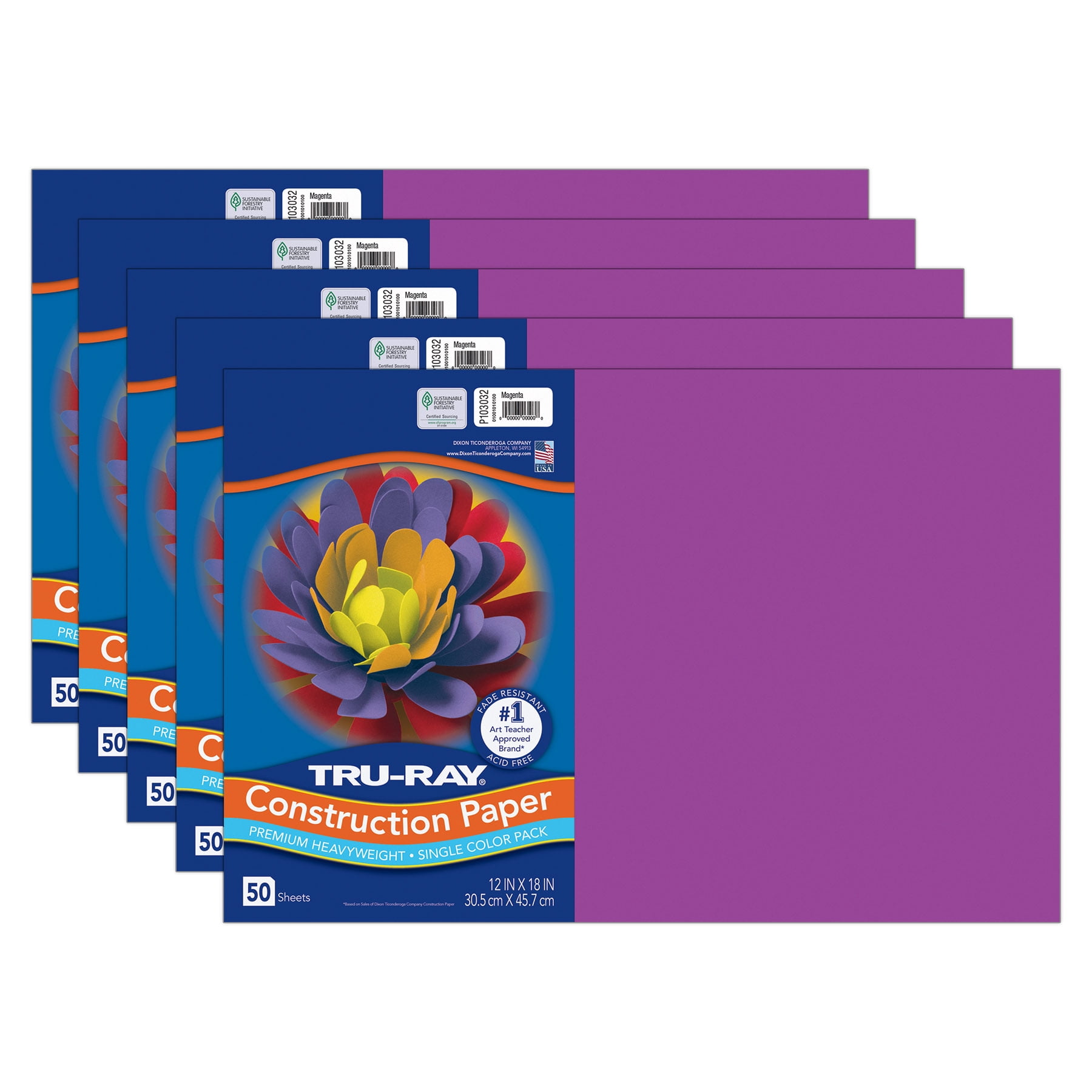 Tru-Ray Construction Paper, Heavyweight, Magenta, 12" x 18", 50 Sheets ...