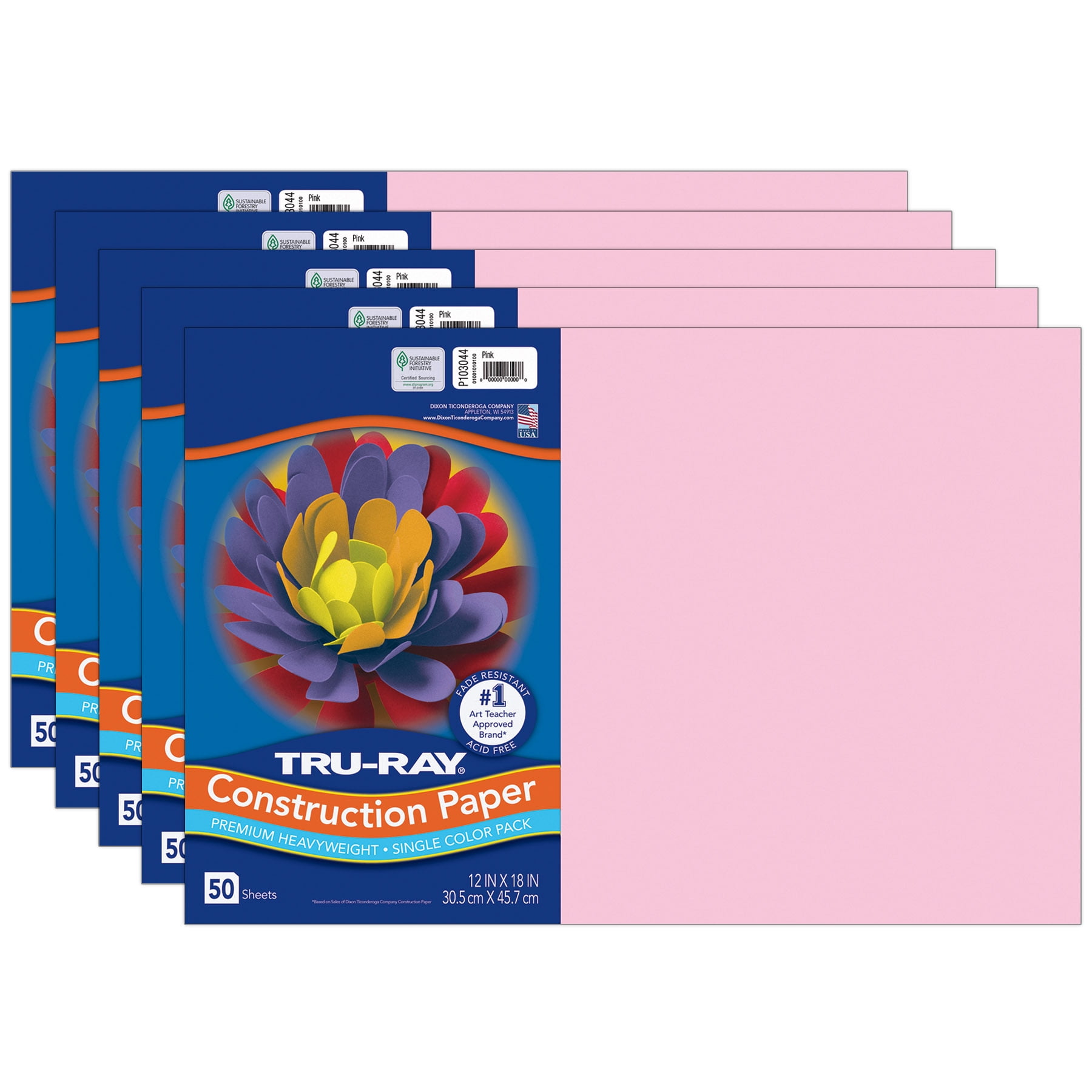 Tru-Ray Construction Paper, Heavyweight, Pink, 12" x 18", 50 Sheets Per ...