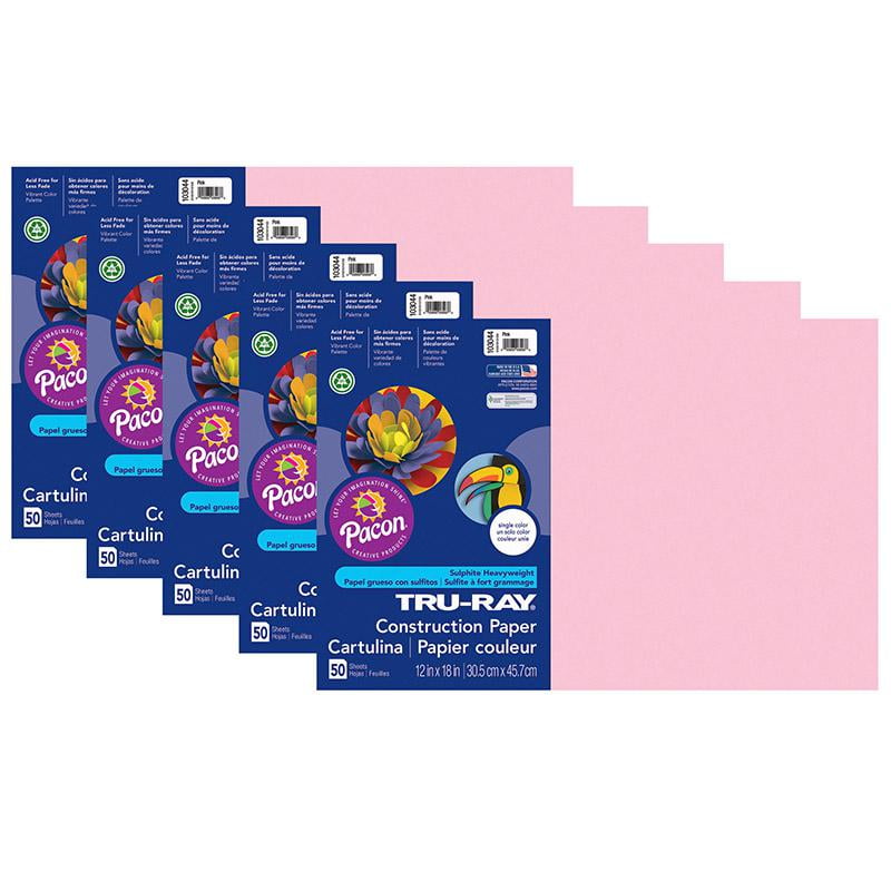 Pacon Tru-Ray 12" x 18" Construction Paper Pink 50 Sheets/Pack 5 Packs ...