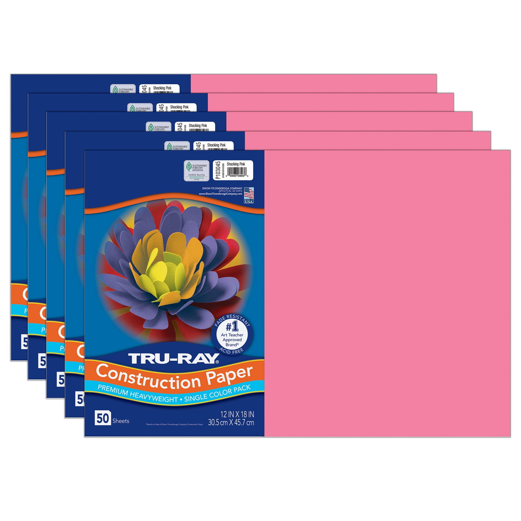 Tru-Ray Construction Paper, Heavyweight, Shocking Pink, 12" x 18", 50 ...