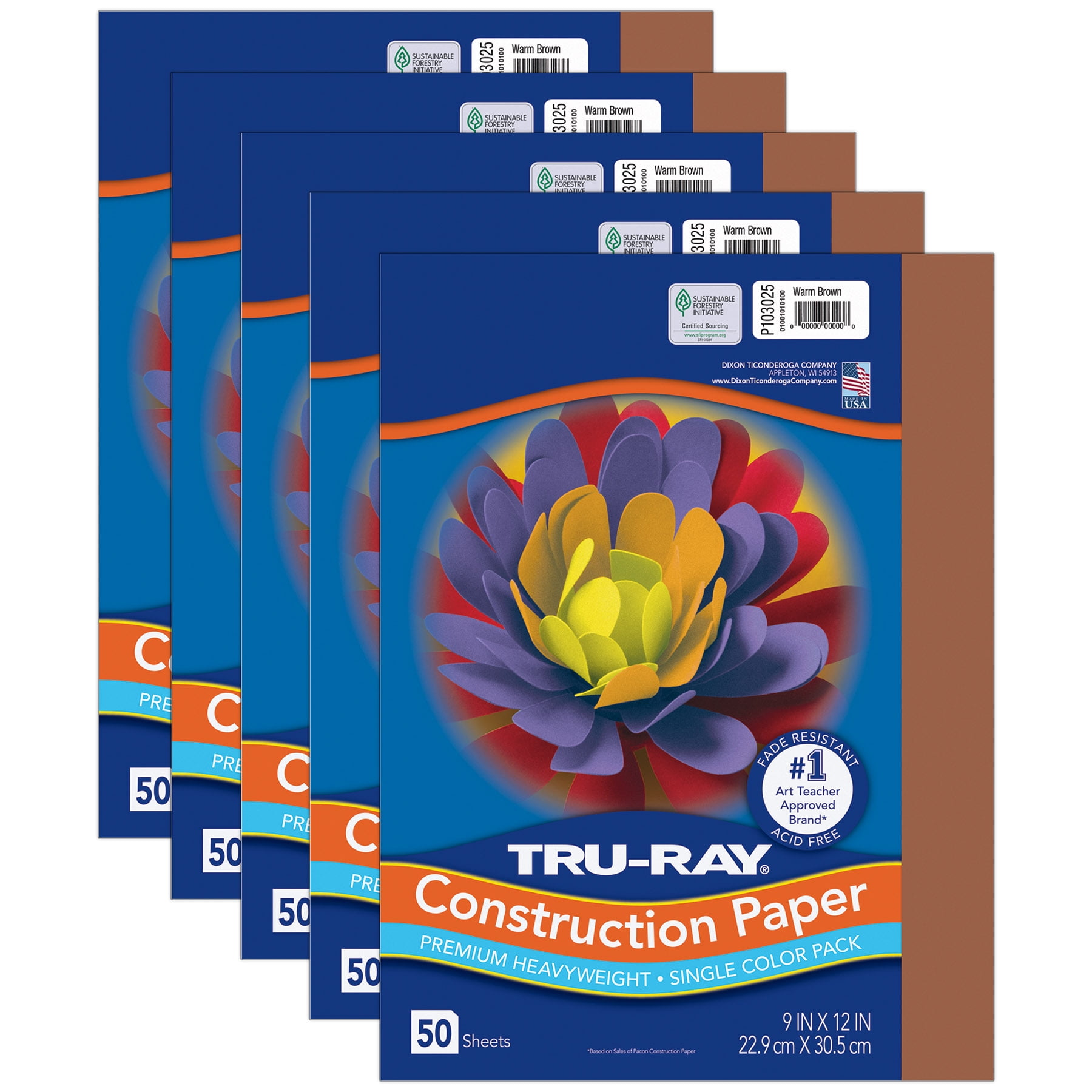 Tru-Ray Construction Paper, Heavyweight, Warm Brown, 9" x 12", 50 ...