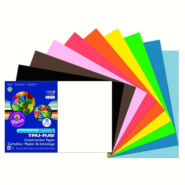 Pacon® Tru-Ray® Construction Paper, 12" x 18", Assorted Colors - 50 ...
