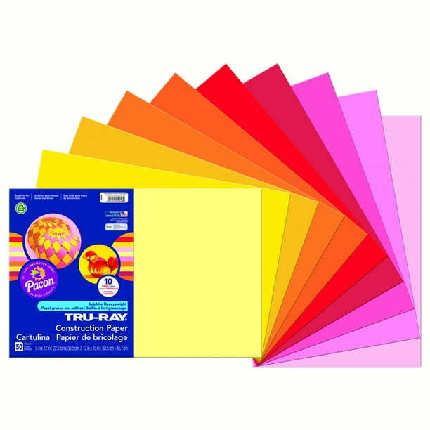 Pacon® Tru-Ray® Construction Paper, 12" x 18", Warm Colors - 50 Sheets ...