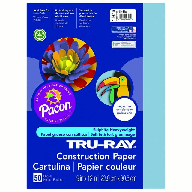 Pacon® Tru-Ray® Construction Paper, 9" x 12", Sky Blue - 50 Sheets per ...