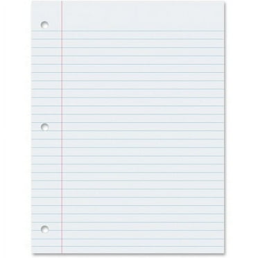 Filler Paper, 6" x 9.5", 3-Hole, Mylar Reinforced 20lb White - 100 ...