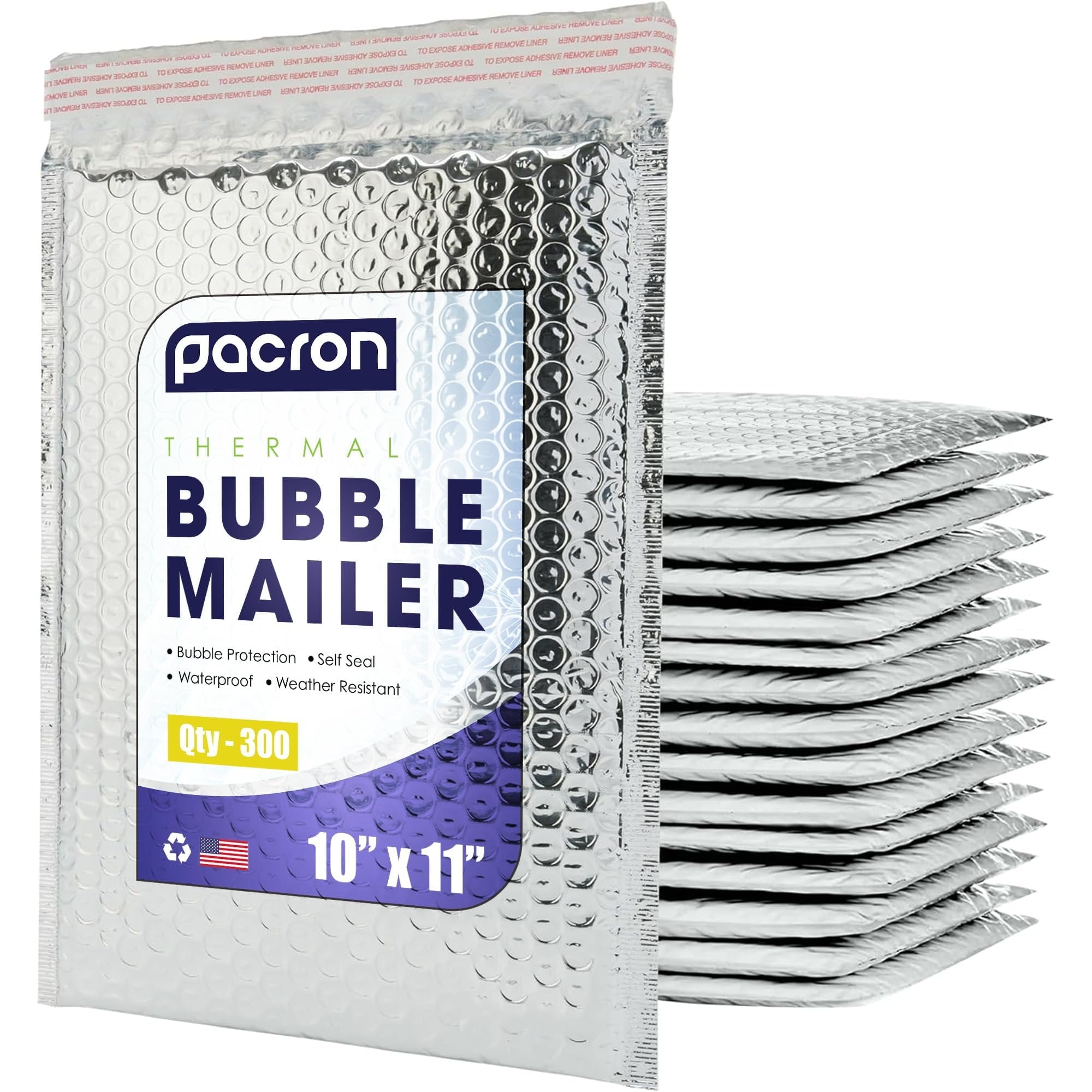 Pacron 300-Pack Insulated Bubble Mailers 10x11 – Waterproof Thermal ...