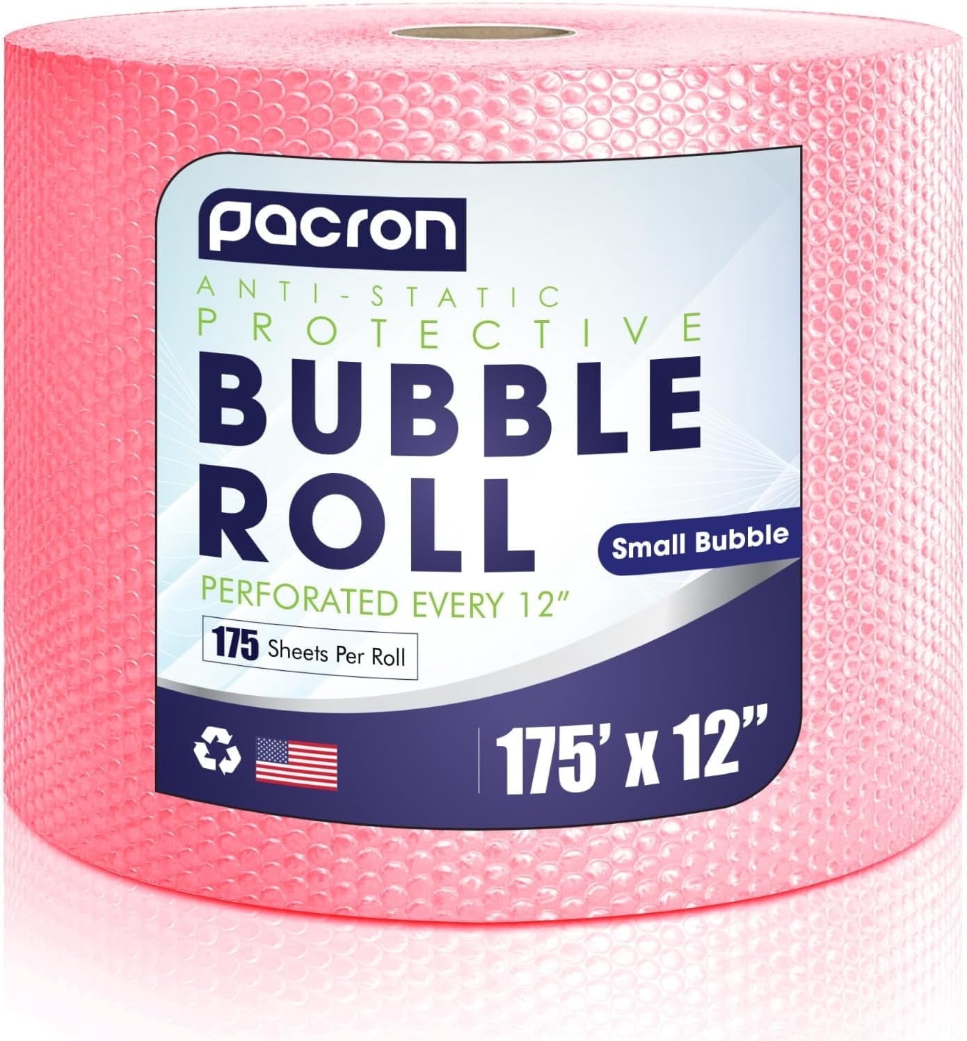 Pacron Anti-Static Bubble Wrap Roll 175FTx12IN Pink - 3/16 Cushion ...