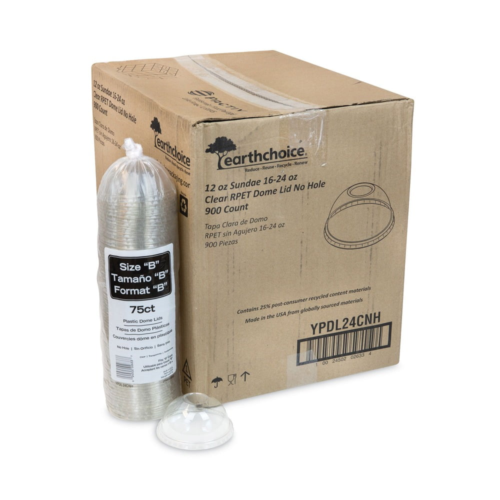 Pactiv Corp. YPDL24CNH EarthChoice Strawless RPET Lid Dome Lid fits 12 ...