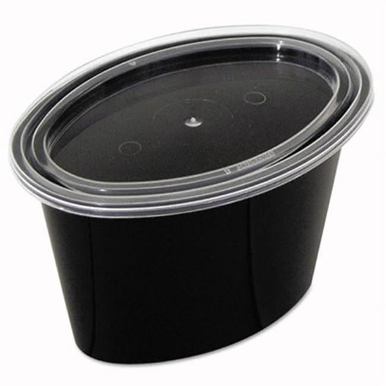 Pactiv E504B Ellipso 4 oz Portion Cups with Lids, Oval, Black/Clear ...