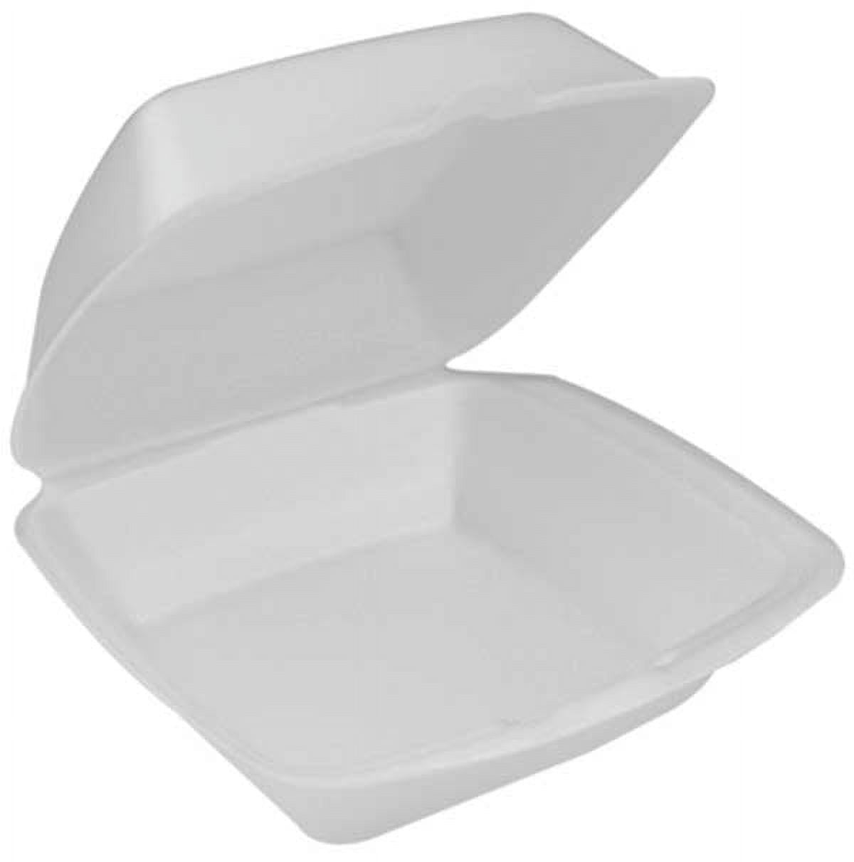Pactiv Foam White Economy 1 Compartment Hinged Lid Takeout Sandwich ...