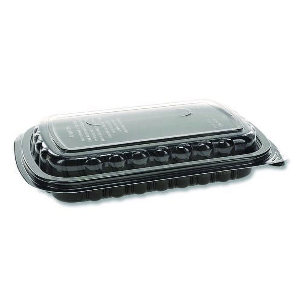 Pactiv MealMaster Rib Container, 10 x 7.1 x 2.1, Black/Clear, 90/Carton ...