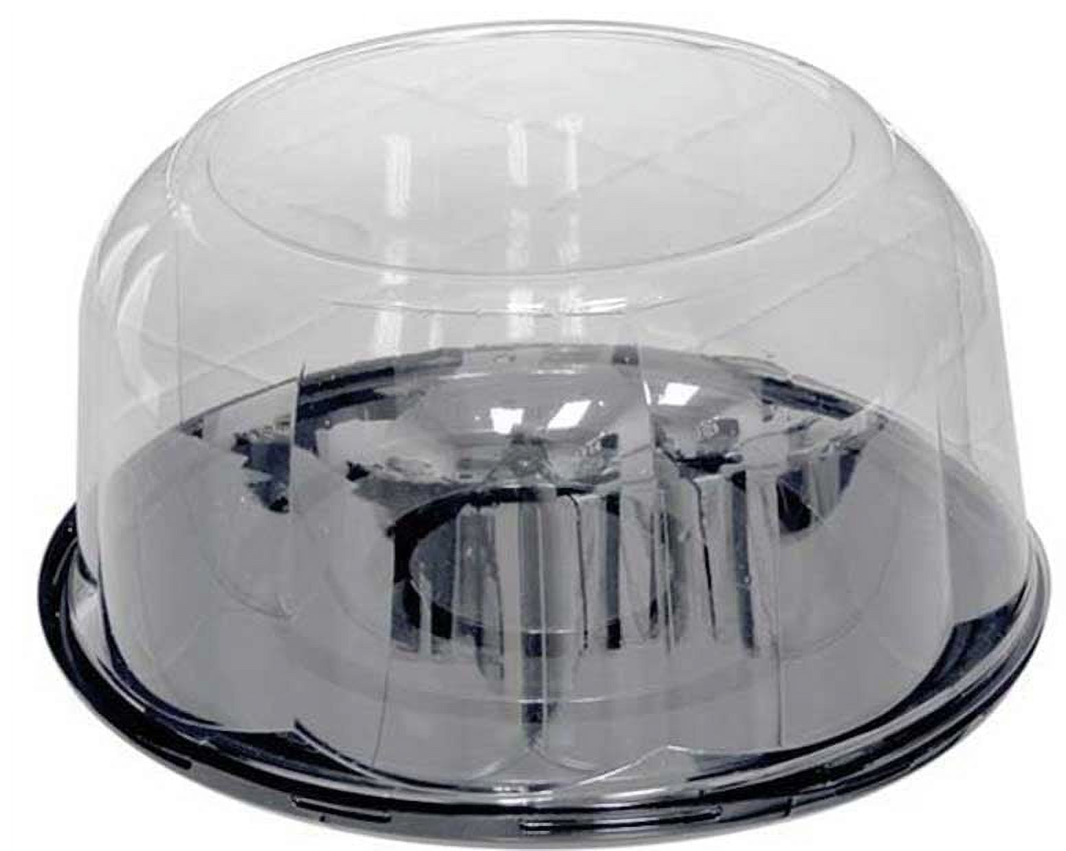 Pactiv RPET 9 inch Black Base Cake Container with 5.25 inch Rose Dome ...