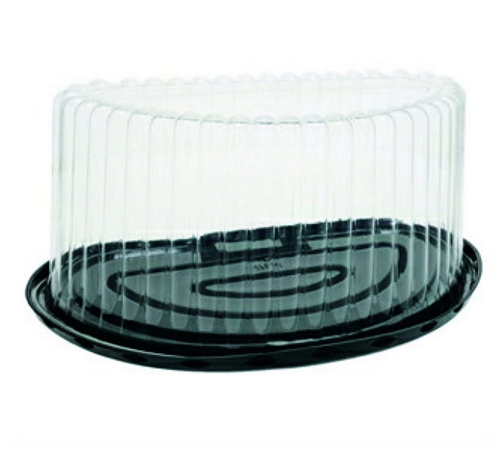 Pactiv 8oz Half Round Plastic Cake Container, Black Base with 5 inch ...