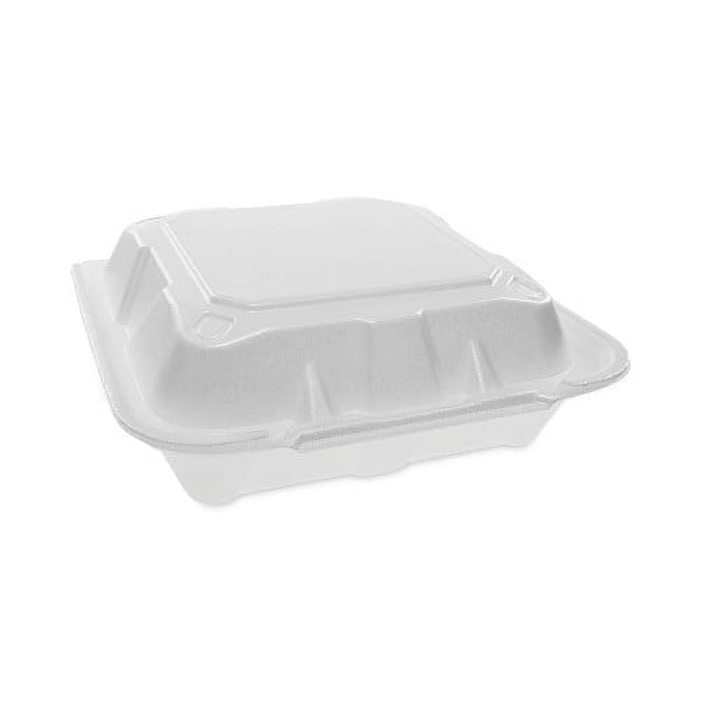 Pactiv Vented Foam Hinged Lid Container, Dual Tab Lock, 8.42 x 8.15 x 3, White, 150/Carton, Each ...