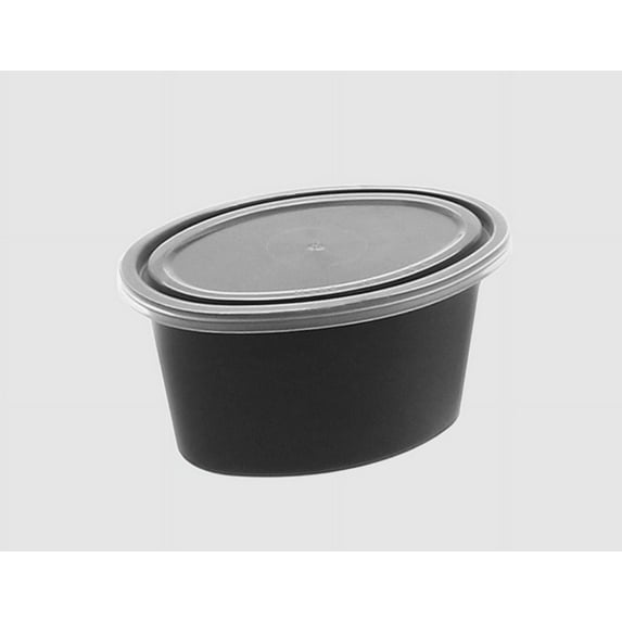 Pactiv YE502B Ellipso 2 oz Portion Cups with Lids, Oval, Black/Clear ...