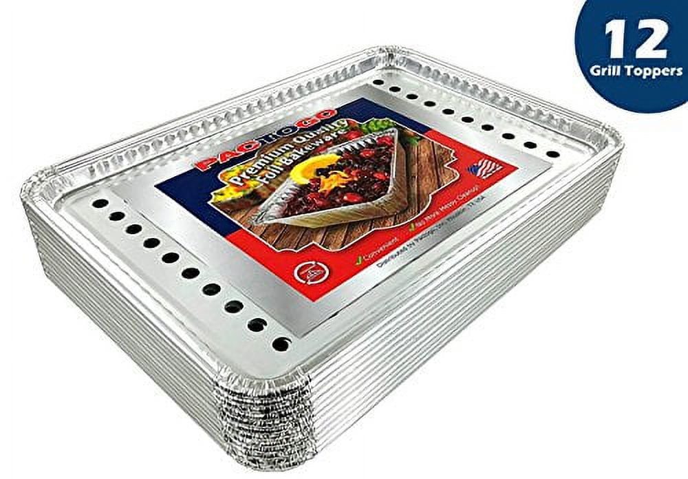 Pactogo 16" x 11" Aluminum Foil BBQ Gourmet Grill Topper Pan (Pack of ...