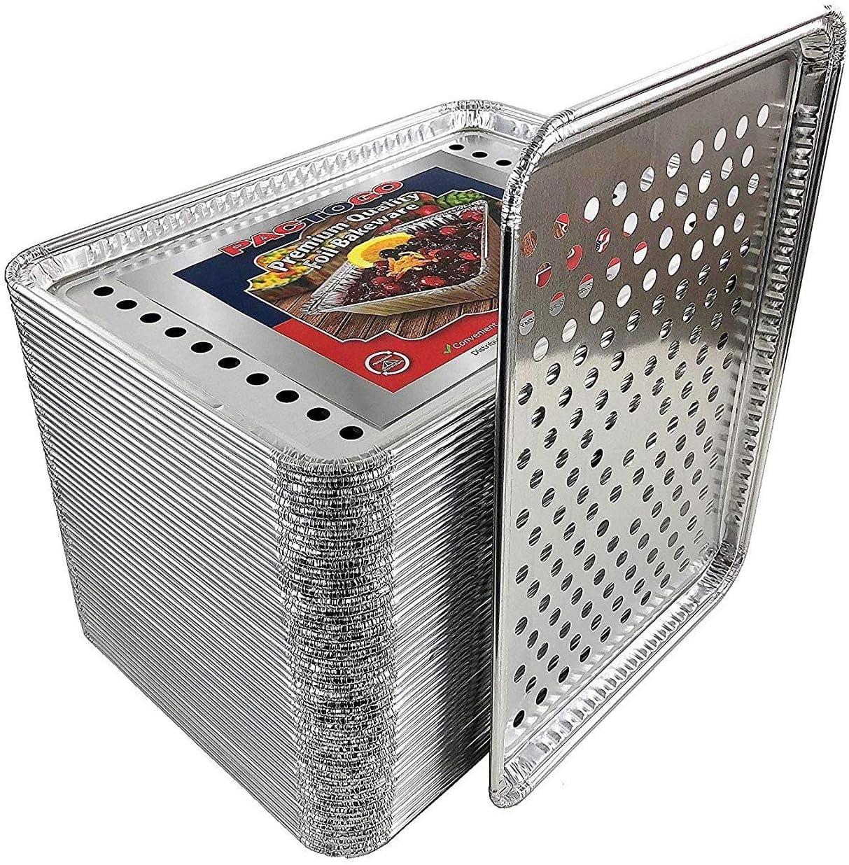 Pactogo 16" x 11" Aluminum Foil BBQ Gourmet Grill Topper Pan (Pack of ...