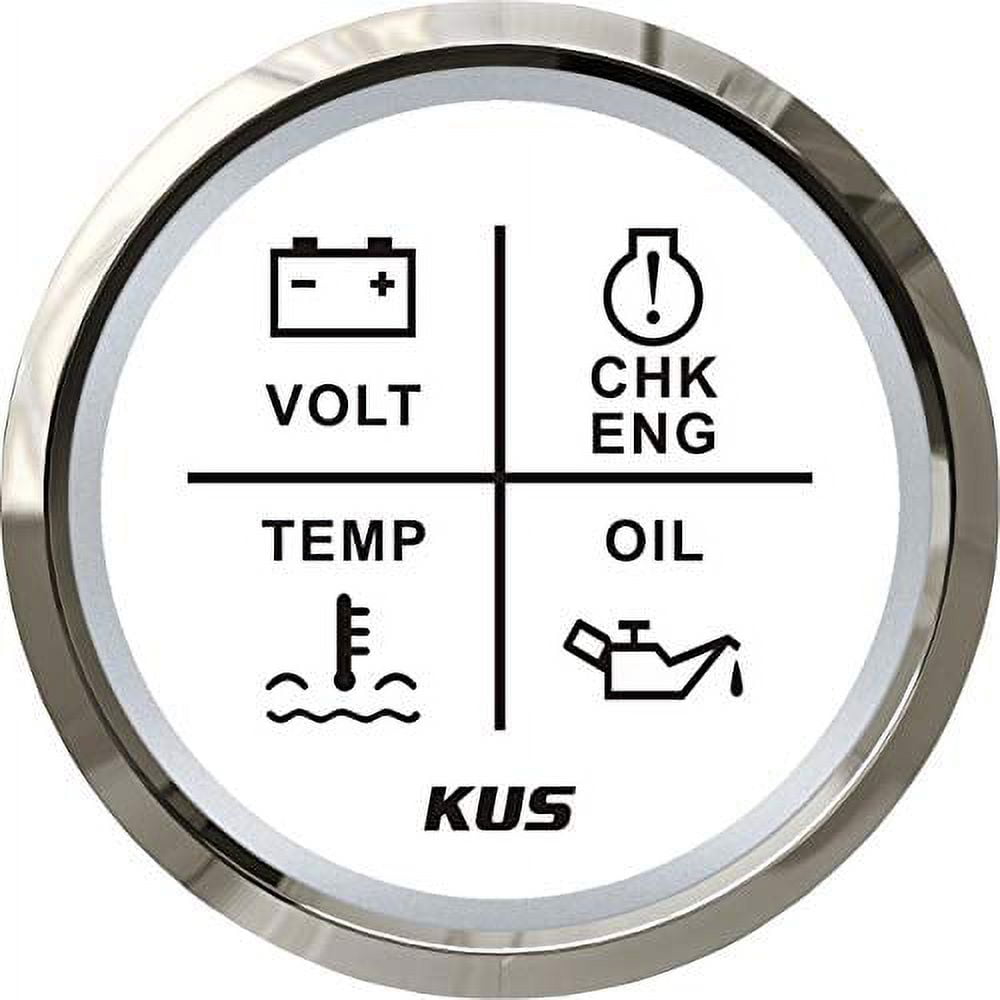 Black Faceplate 4LED Alarm Gauge Chk Engine Water Temp Oil Pressure ...