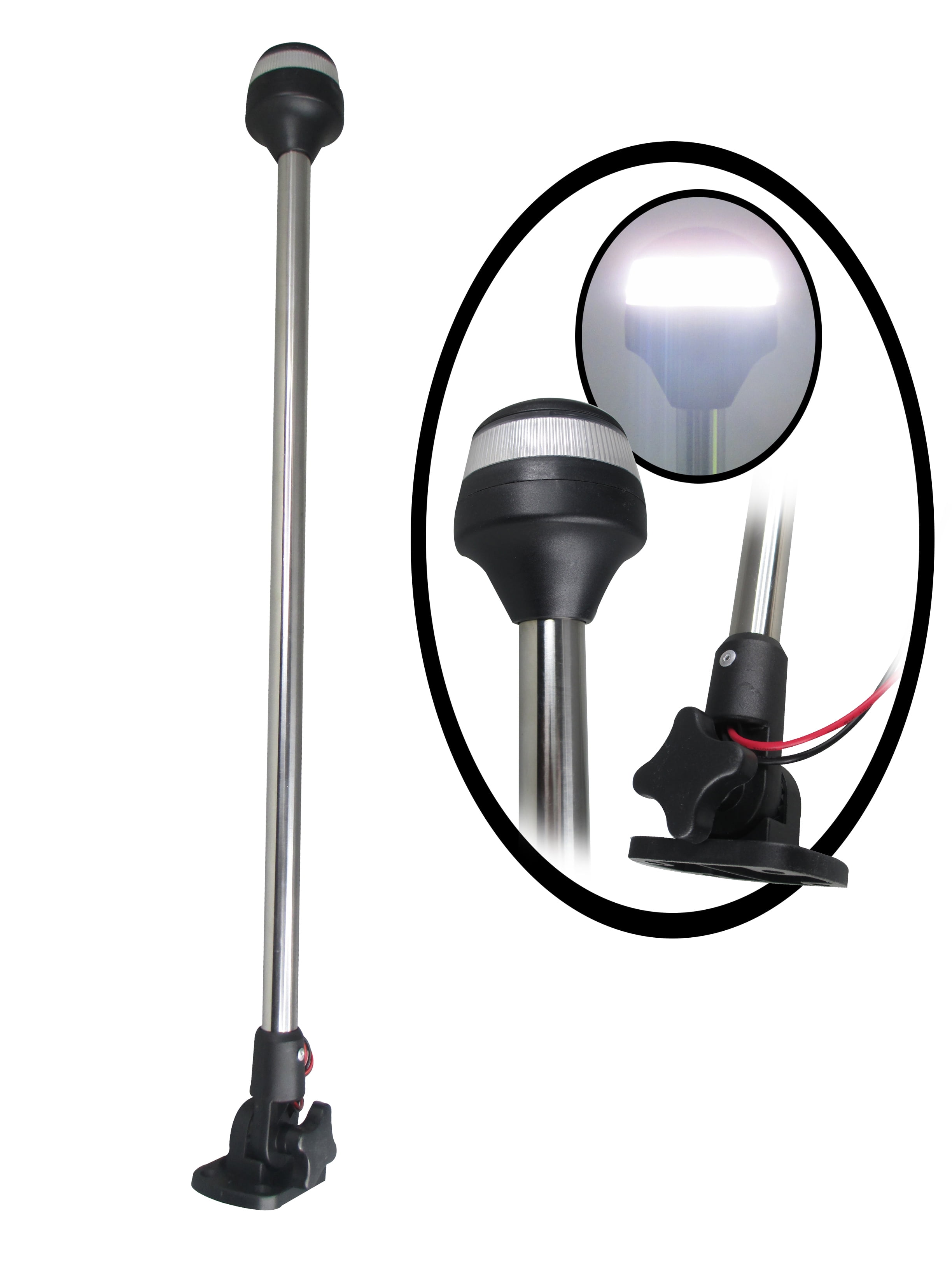 Pactrade Marine Boat LED Anchor All Round Light SS Pole Fold Down 25''L ...