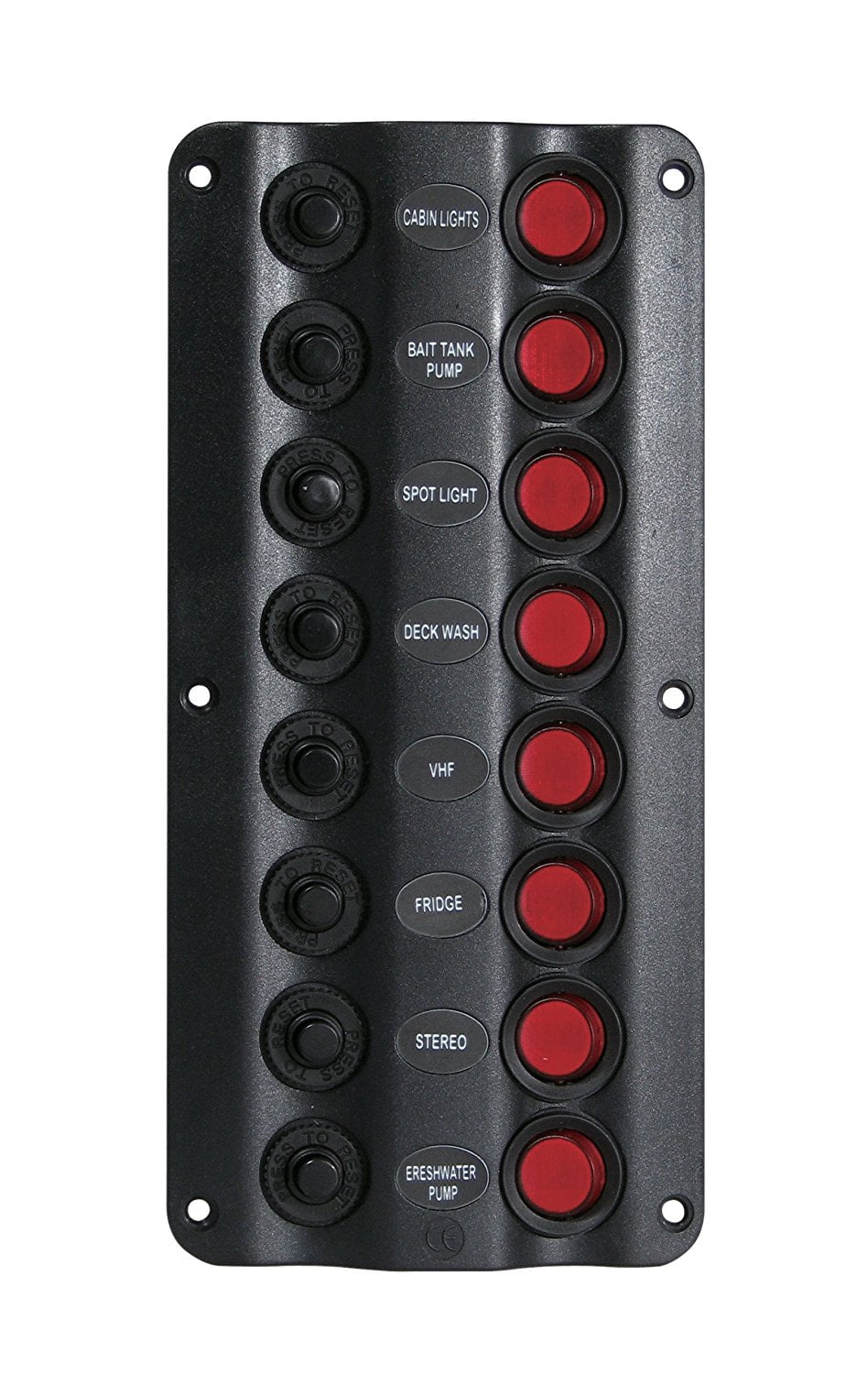Pactrade Marine Boat Splash-Proof Wave Design 8 Gang Switch Panel UL ...