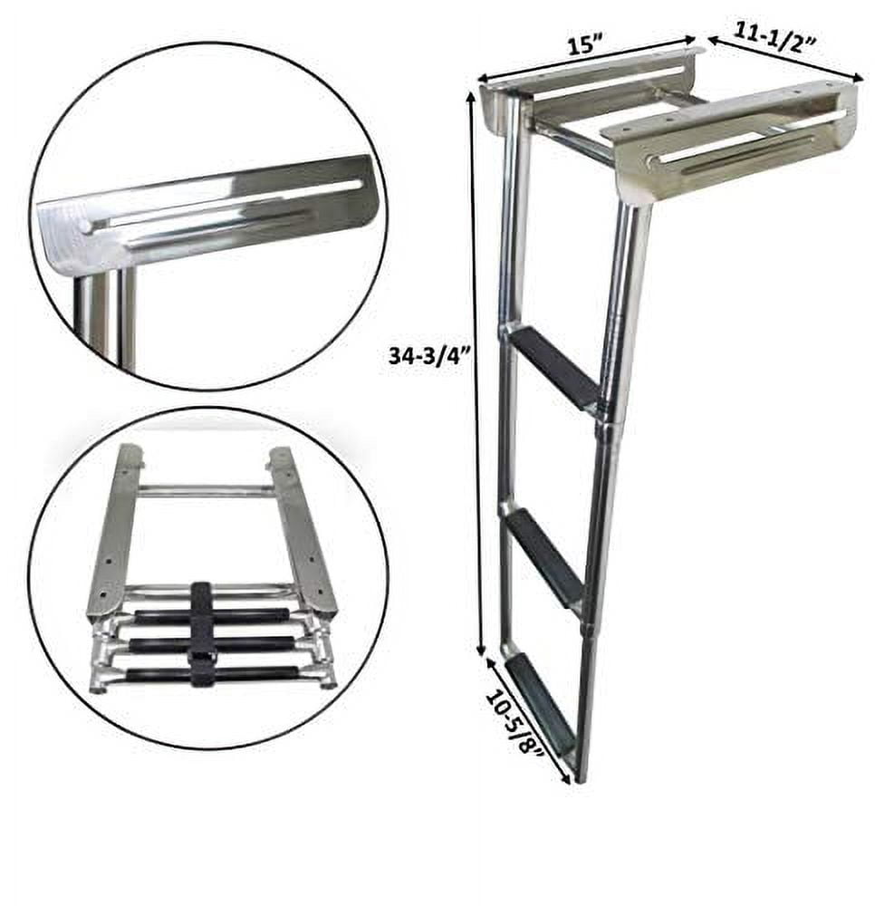 Pactrade Marine Boat Stainless Steel 3 Step Telescopic Ladder Over ...