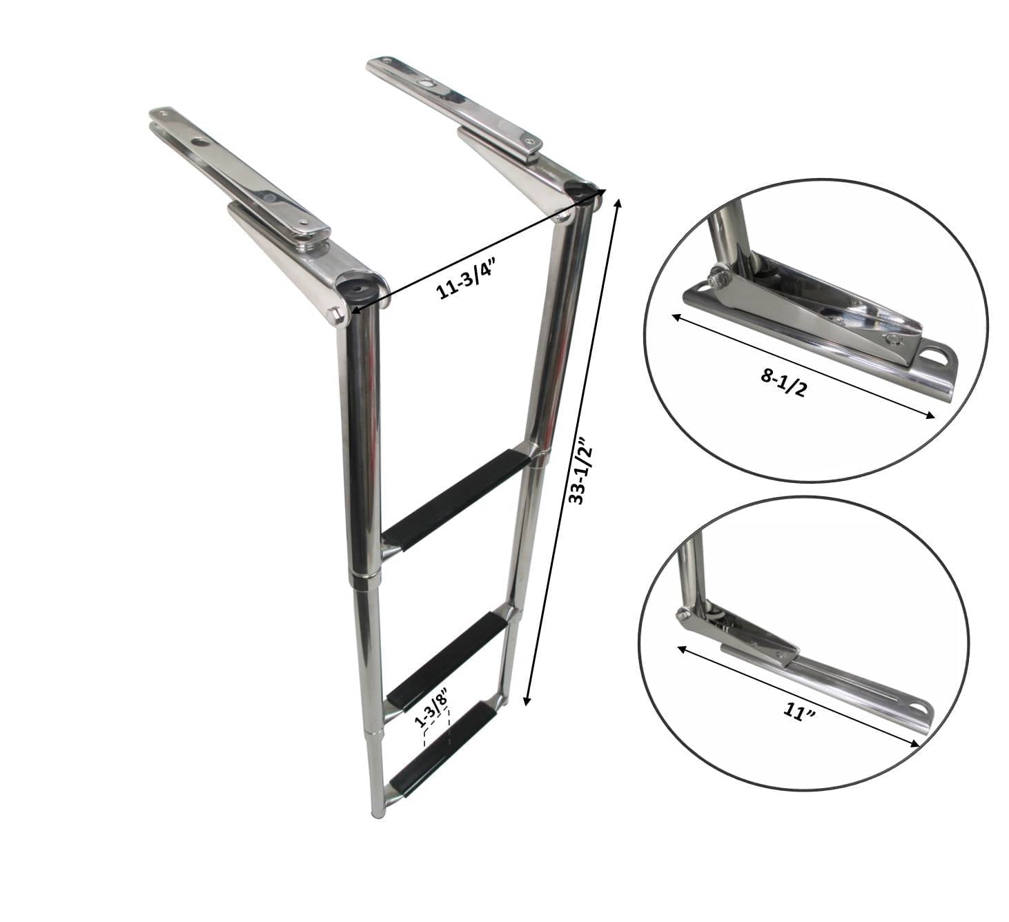 Pactrade Marine Boat Stainless Steel 3 Steps Telescopic Folding Ladder ...