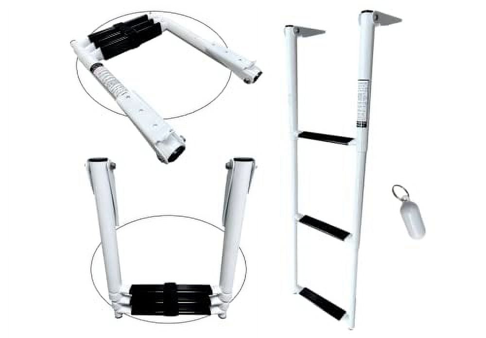 Pactrade Marine Boat White Teflon Telescopic Ladder Salt Water ...