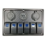 Pactrade Marine Car RV Boat 6 Gang Blue LED Rocker Switch Panel USB ...