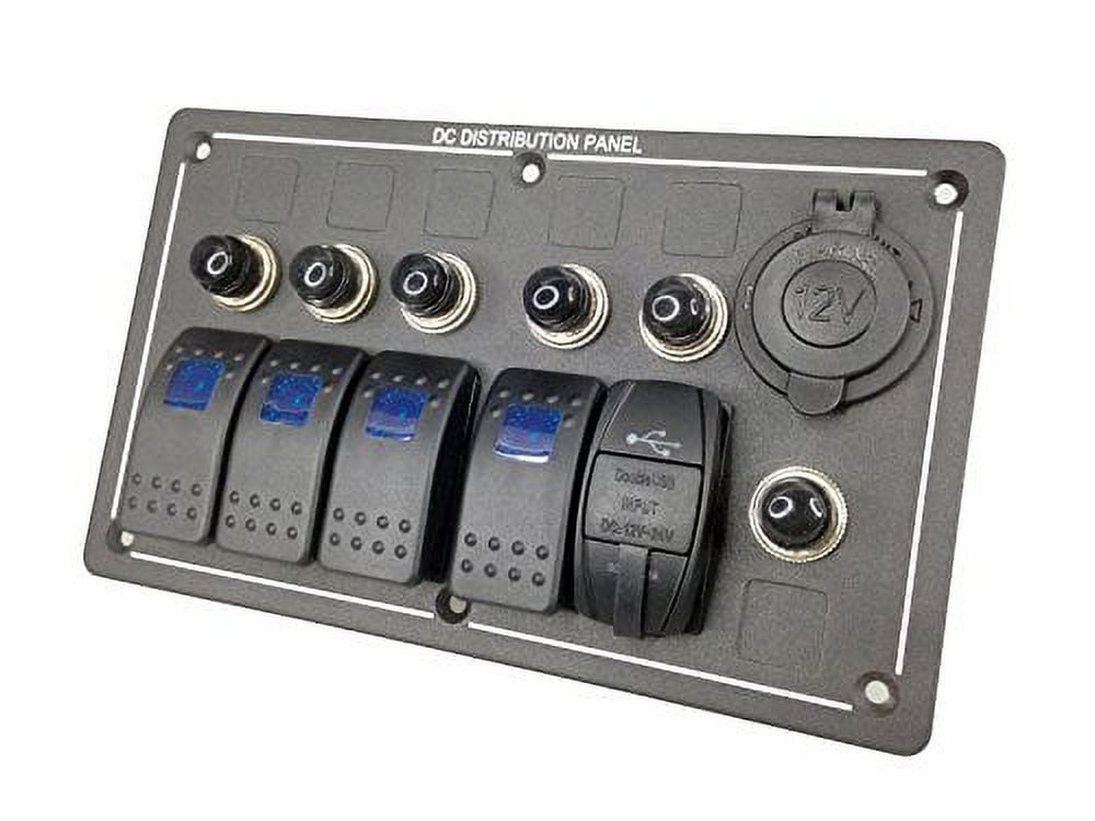 Pactrade Marine Car RV Bus Truck 4 Gang Aluminum Blue LED Switch Panel ...
