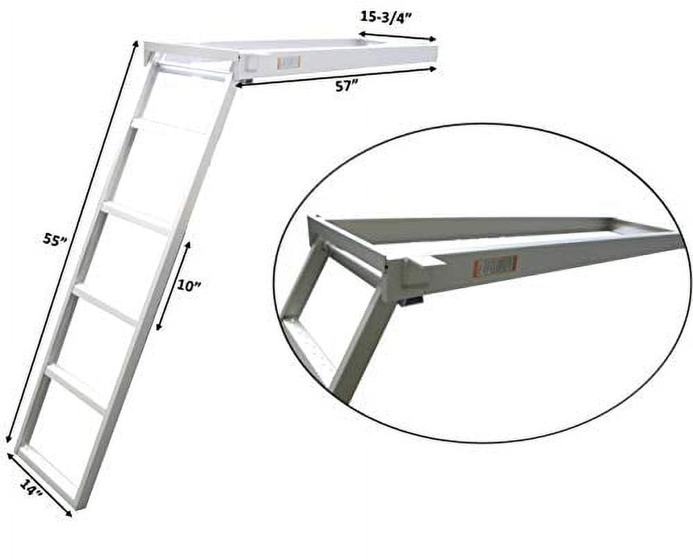 Pactrade Marine Pontoon Boat 5 Step Flat Front Ladder Aluminum 300lb ...