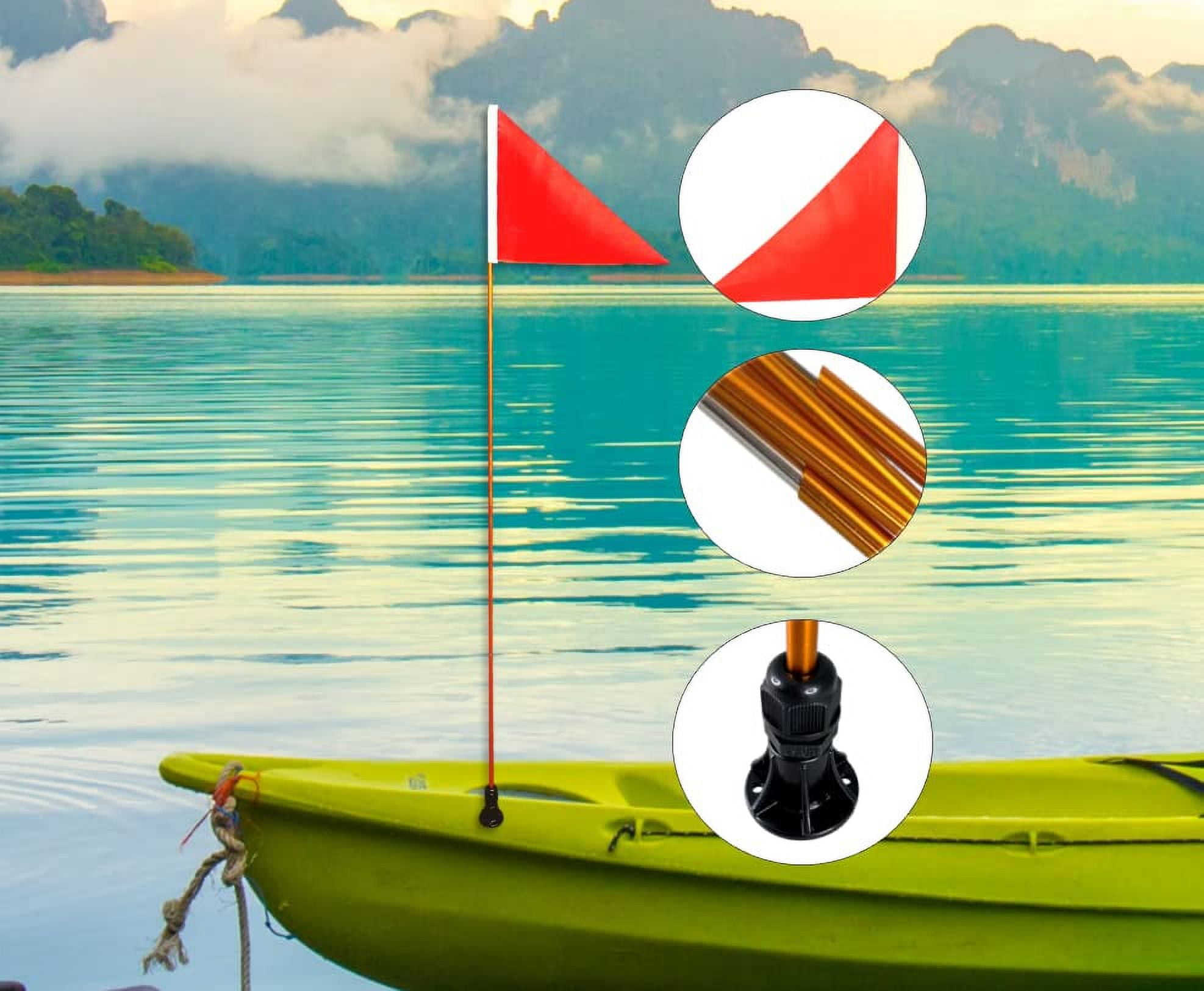 Pactrade Marine Pontoon Kayak Canoe Flag Pole Lock Socket Base Red ...