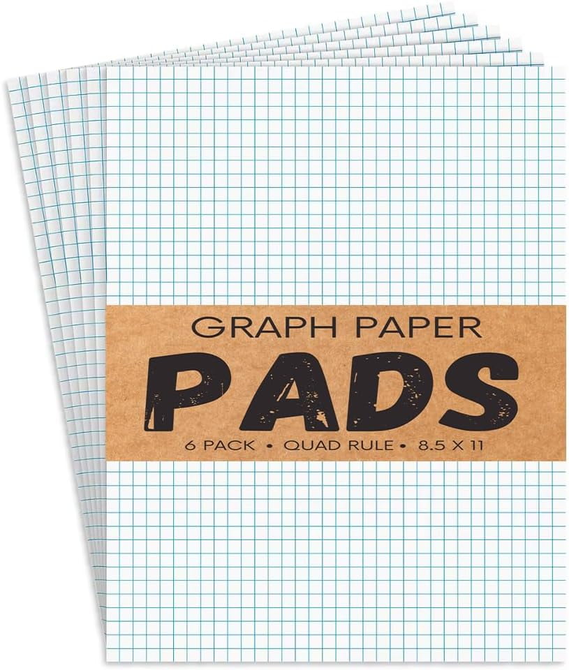 Pad, Graphing Paper, Loose Leaf, Pads 8.5 x 11, Quad Ruled, 50 Sheets ...