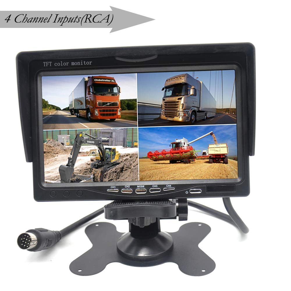 Padarsey 7" TFT LCD Car Rearview Quad Split Monitor,Remote Control, 4 ...