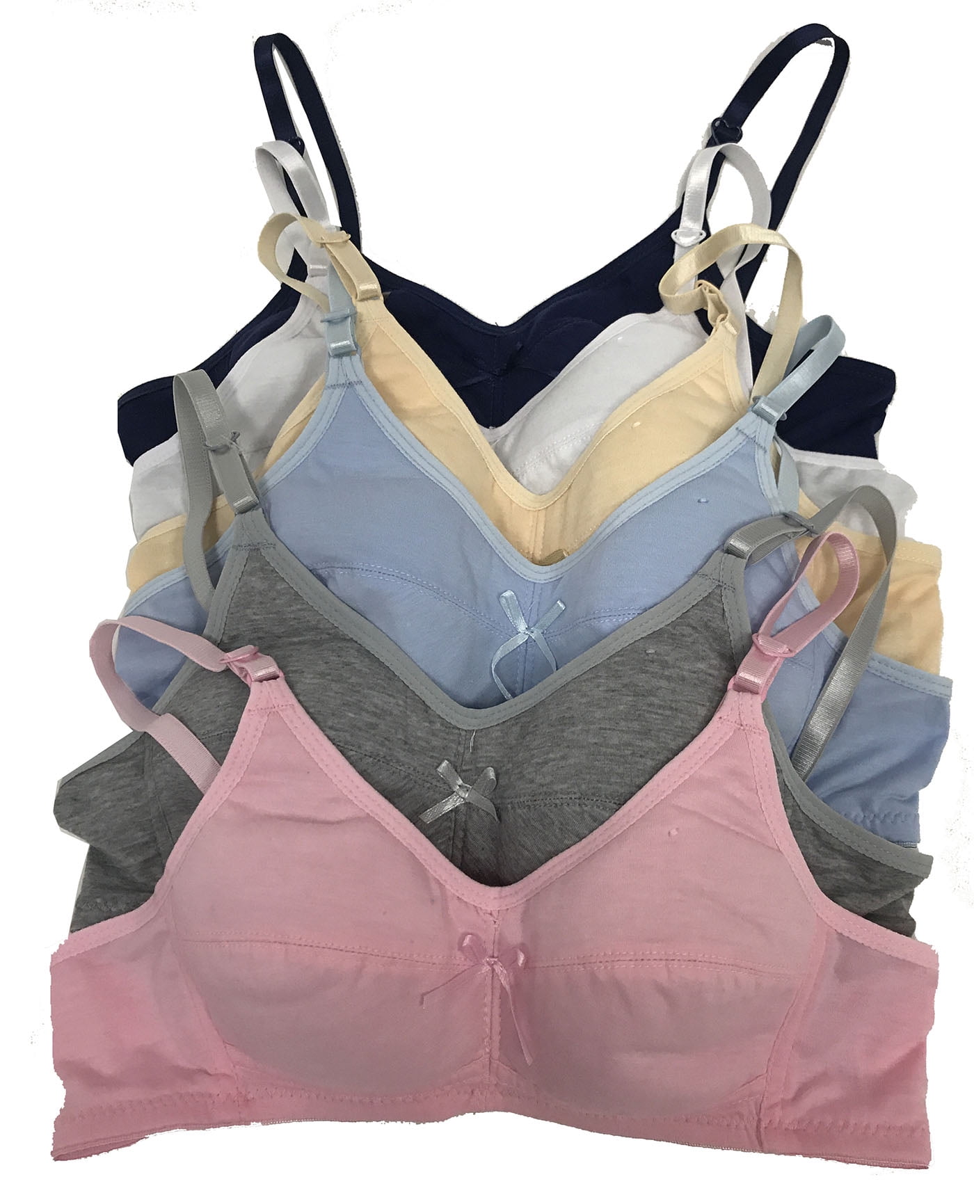 Multipack Teenager Bras, Soft Padding, 6 Pack Cotton Bra, Size 36A, A ...