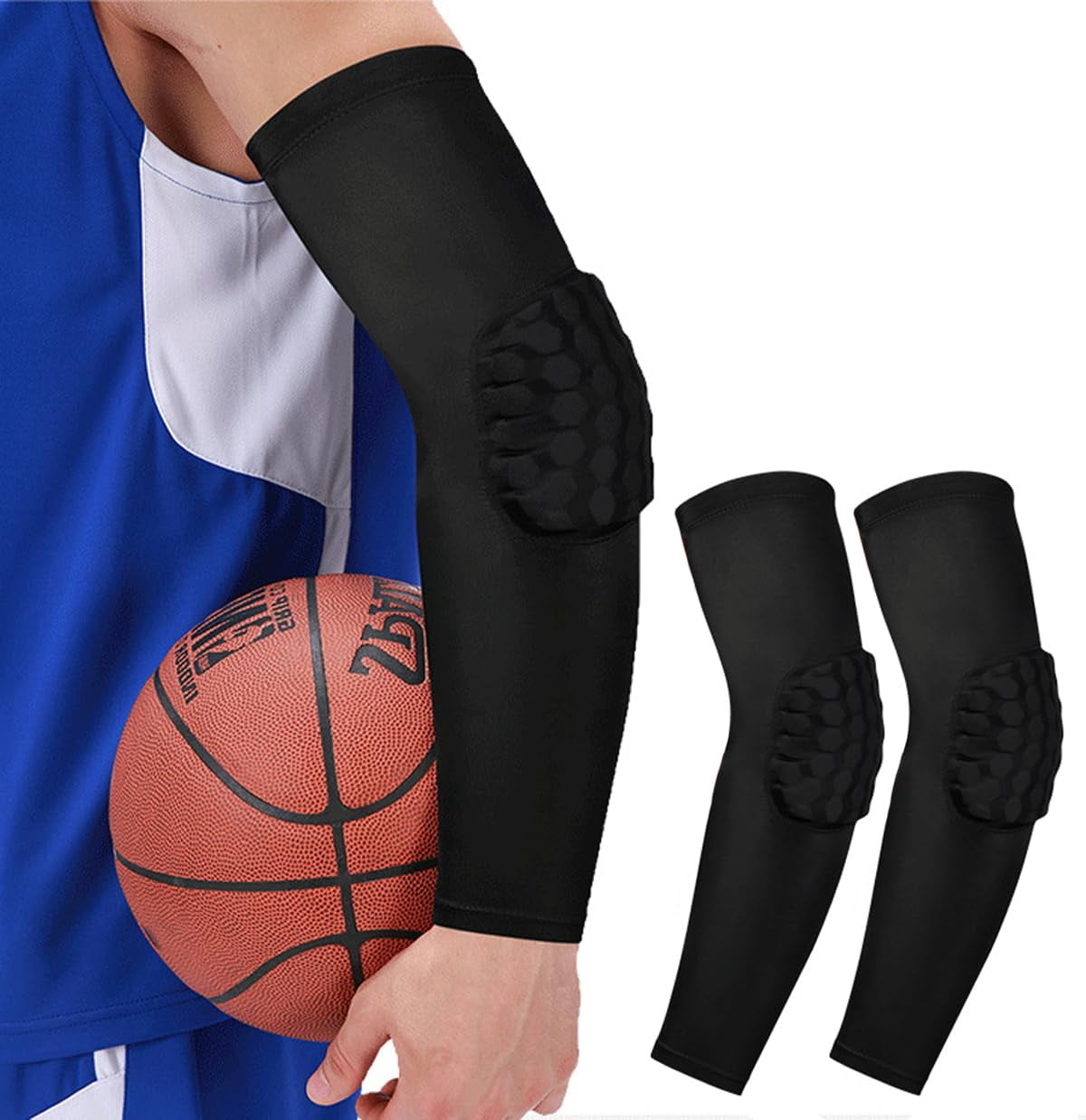 Padded Arm Sleeve Volleyball Arm Sleeves, 2 Pack Honeycomb Elbow Pads ...
