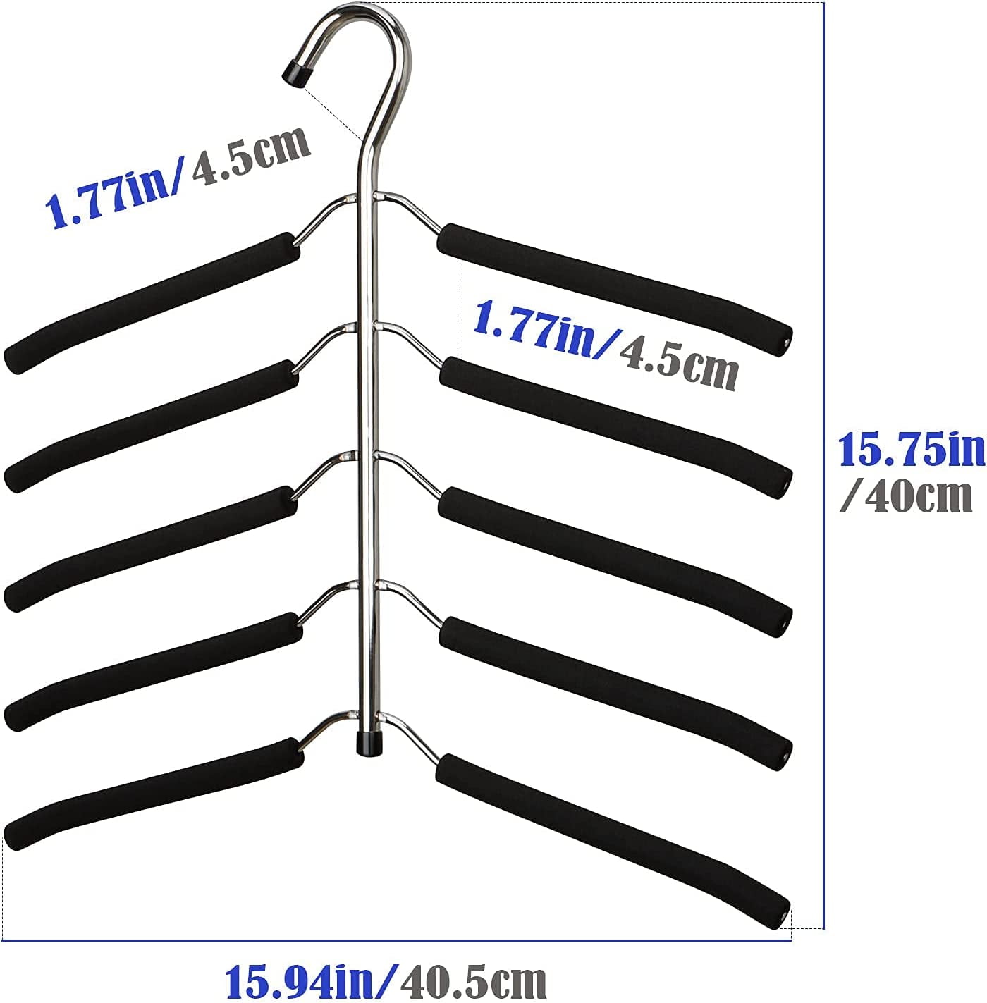 Padded Coat Hangers + 4 Pack + 5-Layer Swing Arm + Prevent Slipping ...