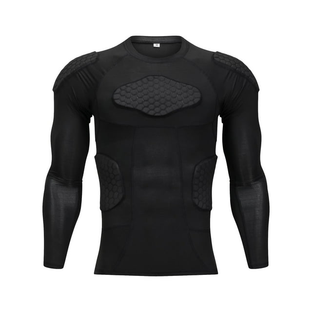 Padded Compression Shirt Long Sleeve Protective Top Rib Chest Protector ...