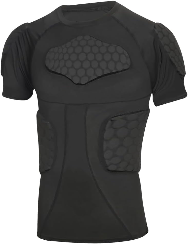 Padded Compression Shirt, Short Sleeve Football Protection Gear ...